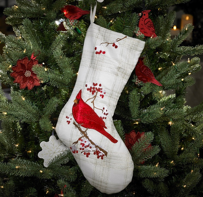 Cardinal Couple Christmas Stocking set/2 – Mera Linen - Make Your ...